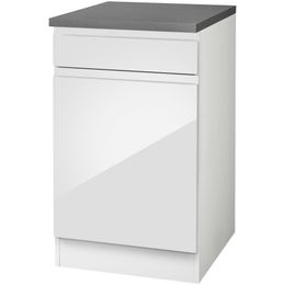 Unterschrank KOCHSTATION, B:50cm H:85cm T:60cm, wei&szlig;, Holzwerkstoff, MDF, K&uuml;che, Schr&auml;nke, "KS-Virginia,neu in verbesserter Ausf&uuml;hrung", Breite 50