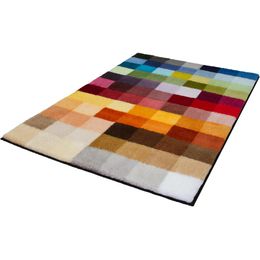 Badematte Kleine Wolke, H:25mm, bunt, Kunstfaser, Badematten, "Cubetto, Badvorleger, Badezimmer Teppich", Badteppich, modernes Karo Muster,