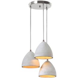 Salesfever H&auml;ngeleuchte &raquo;Thea&laquo; E27 3x Lampenschirme aus Beton grau 3, H: 120cm