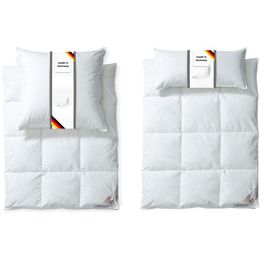 Ribeco Federbettdecke + Federkissen &raquo;Laram, 2-tlg. Naturprodukt zum TOP-Preis!&laquo; Decke mit Kissen, verschiedene Gr&ouml;&szlig;en, Bettdecke 135x200, 155x220 cm 