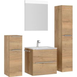 Nobilia Badm&ouml;bel-Set &raquo;Levere&laquo; vormontiert, mit Soft-Close, 4 Stk. tlg. braun B/H/T: 140cmcm x 169cmcm x 48,7cmcm, Griffe chrom