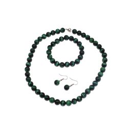 Firetti Damen Schmuckset &raquo;Multipack Schmuck Geschenk Halskette Edelstein&laquo; (Set, 4 Stk. tlg.) Made in Germany - mit Tigeraugen gr&uuml;n Einheitsgr&ouml;&szlig;e