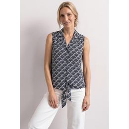Street One Damen Blusentop, blau, Gr. 46, Stoff, 100% Viskose, Blusen, mit Knotendetail am Saum