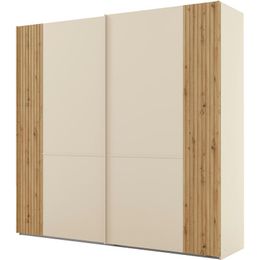 Musterring Schwebet&uuml;renschrank &raquo;Isabelle&laquo; T&uuml;ren mit Lamellenoptik, verschiedene Gr&ouml;&szlig;en und Farben, H&ouml;he 236cm beige Hartfaserplatte, Holzwerkstoff Champagner-