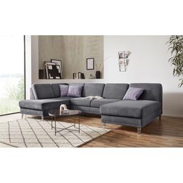 Sit & More sit&more Wohnlandschaft &raquo;Clio U-Form&laquo; wahlweise mit Schlaffunktion und Bettkasten, inklusive Federkern grau B/H/T: 319cm x 89cm x 190cm, Luxus-