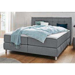 Home Affaire Boxspringbett &raquo;Salo&laquo; incl. Topper, 6 Breiten, 2 H&auml;rtegrade, TFK auch in H&auml;rtegrad 4 grau Struktur (100% Polyester);Bezug der 