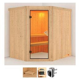Karibu Sauna &raquo;Laila&laquo; Set, Ofen 3,6 kW intgr. Strg beige Saunaofen, integrierte Steuerung, 3,6 kW