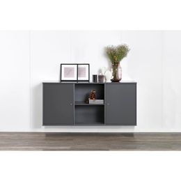 Sideboard &raquo;Mistral, Hochwertig Schrank, h&auml;ngend/stehend montierbar&laquo; mit zwei T&uuml;ren, B: 133 cm, anpassungsbar Designm&ouml;bel grau B/H/T: 133cm x 61cm x 