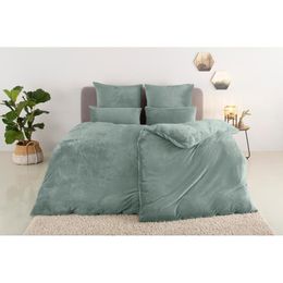 OTTO home Bettw&auml;sche &raquo;Desner3&laquo; 2 Bettw&auml;sche mit Rei&szlig;verschluss, Cashmere-Touch, kuschelig & weich gr&uuml;n Microfaser, Obermaterial: 100% Polyester B/L: 