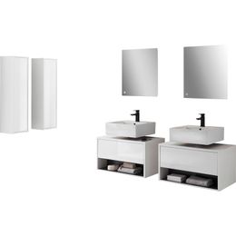 Home Affaire Badm&ouml;bel-Set &raquo;Studio Line, Bad im modernen Design, 6-teiliges Badezimmer&laquo; 6 Stk. tlg. wei&szlig; Einheitsgr&ouml;&szlig;e