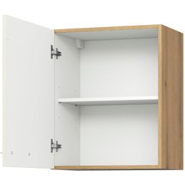 KOCHSTATION H&auml;ngeschrank &raquo;KS-Trea O50-60&laquo; inklusive Einlegeboden, Breite 50 cm, H&ouml;he 60 cm wei&szlig; eiche astig, B/H/T: 50cm x 60cm x 35cm, T&uuml;ren: 1 Stk. 