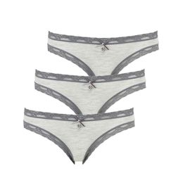 like it! LIKE IT Damen Minislip "3er Pack Damen Minislip Kim", Gr. S, grau, Obermaterial: 95% Modal CMD. 5% Elasthan EL., Unterhosen