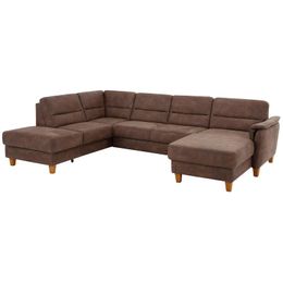 Home Affaire Wohnlandschaft &raquo;Palmera U-Form, B: 308 cm&laquo; optional Schlaffunktion & Bettkasten, Federkern braun 100% Polyester;Struktur (100% Polyester)