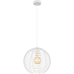 Globo LIGHTING H&auml;ngeleuchte &raquo;NESA&laquo; E27 1 Stk. H&auml;ngeleuchte Wei&szlig;, Chromst&auml;be, Soft-Lift, E27 wei&szlig; 1, &Oslash; 35cm H: 120cm, 1 Stk.