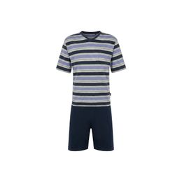 Hajo Herren Schlafanzug "Pyjama Klima-Light Shorty", Gr. S, blau, Obermaterial: 60% Baumwolle CO. 40% Polyester PES., Homewear-Sets