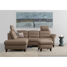 Sit & More sit&more Ecksofa &raquo;Mellum L-Form&laquo; Federkern, wahlweise mit Schlaffunktion, Stauraum und Armteilfunktion braun 100% Polyester B/H/T: 253cm x 87cm x 