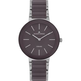Jacques Lemans Damen Quarzuhr &raquo;Monaco&laquo; Armbanduhr, Damenuhr, Keramik, analog lila Einheitsgr&ouml;&szlig;e