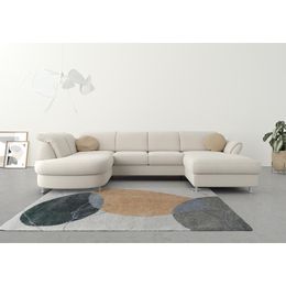Sit & More sit&more Wohnlandschaft &raquo;Apulia U-Form&laquo; wahlweise Schlaffunktion, Bettkasten und Kopf- und Armteilverstellung beige Webstoff (100% Polyester);Struktur