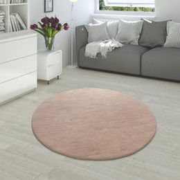Paco Home Fellteppich &raquo;Rabbit 780&laquo; rund 26 mm H&ouml;he Kunstfell, Kaninchenfell-Haptik, echter Kuschelteppich, Uni-Farben beige Polyester &Oslash; 120cm 1 Stk., 26mm, &Oslash; 