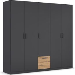 Rauch Dreht&uuml;renschrank &raquo;Kleiderschrank Schrank Garderobe W&auml;scheschrank BARI&laquo; mit Schubasten mittig, moderner Griff in Graumetallic MADE IN GERMANY 