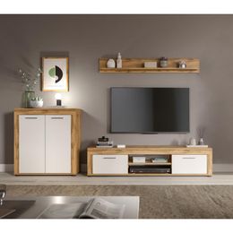OTTO home Wohnwand &raquo;AOSTA, Breite 255cm, 3-teilige Wohn-Kombination&laquo; bestehend aus: Highboard, Lowboard, Wandboard, 3 Stk. tlg. wei&szlig; Holzwerkstoff B/H