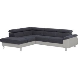 COTTA Ecksofa &raquo;Komaris L-Form, B: 249 cm&laquo; mit Kopfteilverstellung, optional Schlaffunktion, Bettkasten & Licht grau Microfaser PRIMABELLE (100% 
