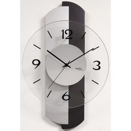 AMS Unisex AMS Wanduhr &raquo;W9206&laquo; Made in Germany,Holz,Wohnzimmer,Esszimmer,K&uuml;che,Arbeitszimmer,Flur grau B/H/L: 27cm x 6cm x 42cm