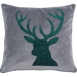 done. Dekokissen &raquo;Oh Deer&laquo; Velourstoff Anthracite grau Polyester B/L: 45cm x 45cm, 1 Stk.