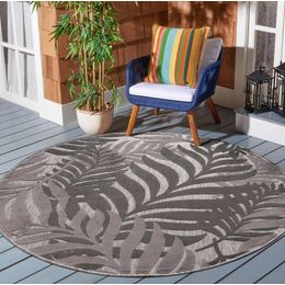 Teppich Sanat, H:6mm &Oslash;:200cm, grau, Kunstfaser, Wohnzimmer, Teppiche, "Floral Outdoor, auch als L&auml;ufer und Rund", In- und Outdoor geeignet, florales