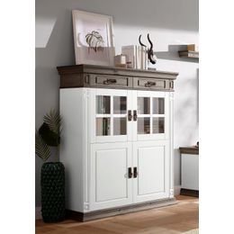 Highboard OTTO HOME, B:112cm H:130cm T:39cm, wei&szlig;, FSC-zertifiziertes Massivholz, Wohnzimmer, Sideboards, "Vinales", Vitrine, Breite 112 cm