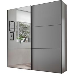 Schwebet&uuml;renschrank STAUD, B:167cm H:222cm T:68cm, grau, Holzwerkstoff, Schr&auml;nke, "Includo, Made in Germany", Mit Spiegelt&uuml;re und vier verschiedenen