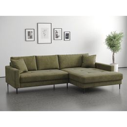 OTTO home Ecksofa &raquo;Summer L-Form, B: 280cm, in Cord & Struktur&laquo; wahlweise mit Kopfst&uuml;tzen, schwarze Metallf&uuml;&szlig;e gr&uuml;n 90% Polyester;10% Nylon B/H/T: 