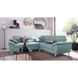 Sit & More sit&more Ecksofa &raquo;Sorano L-Form&laquo; wahlweise mit Bett- und Relaxfunktion, inkl. Bettkasten blau B/H/T: 249cm x 88cm x 229cm, Struktur fein, langer 