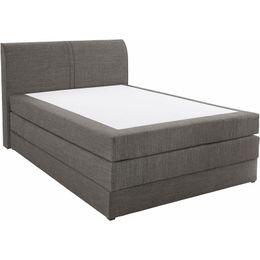 Hapo Boxspringbett mit Bettkasten grau Kopfteil, seitliche Unterbox und Obermatratze sind mit pflegeleichtem Feinstrukturstoff in Leinenoptik (100% 
