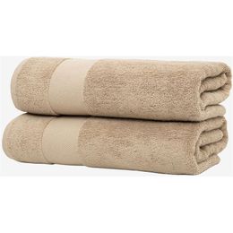 Duscht&uuml;cher &raquo;Premium Low-Twist Baumwolle 550 g/m&sup2; &ndash; 2 gro&szlig;e Duscht&uuml;cher&laquo; 70&times;140 cm &ndash; weich, saugf&auml;hig und ideal f&uuml;r Bad & Wellness beige Frottier, 