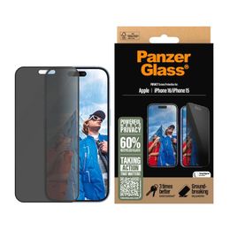 PanzerGlass Displayschutzglas &raquo;Privacy Screen Protection&laquo; f&uuml;r Apple iPhone 16;Apple iPhone 15 Displayschutzfolie, Schutzfolie, Bildschirmschutz, kratz