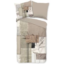 PURE luxury collection Wendebettw&auml;sche &raquo;Claires&laquo; 2 Stk. Mikrofaser, Pflegeleicht, Rei&szlig;verschluss, Wendeoptik, Abstrakt, Sand beige Microfaser, 