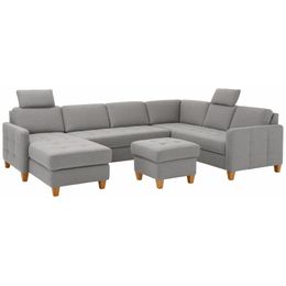 Wohnlandschaft Home Affaire, B:292cm H:80cm T:204cm, grau, Struktur fein (100% Polyester);Luxus-Microfaser ALTARA NUBUCK (100%