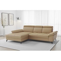 Sit & More Ecksofa SIT & MORE, B:264cm H:84cm T:181cm, beige, Wohnzimmer, Sofas, "Vanity L-Form, B: 264 cm, Leder", Inkl.Sitz-,Kopf-und Armteilverstellung