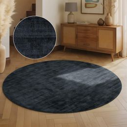 vikosa Teppich &raquo;Noemi&laquo; rund 10 mm H&ouml;he Dezenter Glanz, Weich, Seidenoptik, Viskose, Wohnzimmer, Schlafzimmer grau Viskose &Oslash; 150cm 1 Stk., 10mm, &Oslash; 
