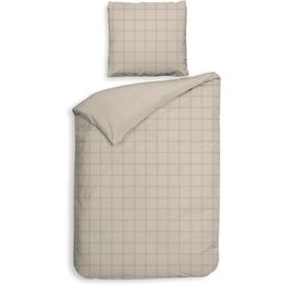 Wendebettw&auml;sche &raquo;Diamante&laquo; 2 Stk. kariert, hochwertiges Mako-Satin, Bettw&auml;sche ab 135x200 cm. beige Mako-Satin, Obermaterial: 100% Baumwolle B/L: 