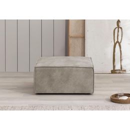 Hocker OTTO HOME, B:80cm H:42cm T:80cm, grau, 100% Polyester, Wohnzimmer, Hocker, "SHERWOOD Vintage Lederoptik XXL-Hocker f&uuml;r Loveseat", Hocker
