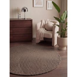 Hanse Home Wollteppich &raquo;Calmio, auch als L&auml;ufer und in rund&laquo; rund 18 mm H&ouml;he Handgetuftet, Wolle, Natur, Wohnzimmer, Schlafzimmer, Skandi, Hygge grau 