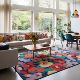 FLAIR RUGS Teppich &raquo;CUT OUT FLORAL&laquo; rechteckig 8 mm H&ouml;he Oberfl&auml;che: 83% Wolle, 17% Nylon. R&uuml;ckseite: 82% Synthetik, 18% Baumwolle B : 140cm 1 Stk., 