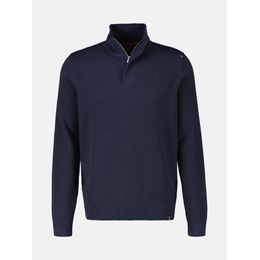 Lerros Herren Strickpullover "Troyer in Twist-Strick", blau, Gr. S, 100% Baumwolle, Pullover