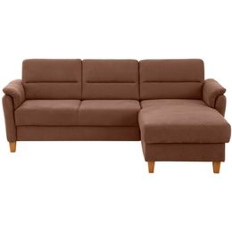 Ecksofa Home Affaire, B:244cm H:89cm T:163cm, braun, 100% Polyester;Struktur (100% Polyester);Luxus-Microfaser in Lederoptik (100% Polyester),