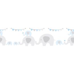 A.S. Cr&eacute;ation Bord&uuml;re &raquo;Elephant Party&laquo; Motiv abstrakt naturalistisch glatt Tapete Kinder Borte Wohnzimmer Schlafzimmer K&uuml;che Design Kinderzimmer wei&szlig; Papier B/L: 