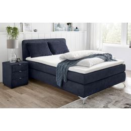 Jockenh&ouml;fer Boxspringbett, B:148cm L:209cm, blau, JOCKENH&Ouml;FER GRUPPE, Bezug Bett: Microfaser (100% Polyester);Topper und Matratzenspiegel: 100% Polyester,