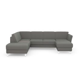 Sit & More Wohnlandschaft SIT & MORE, B:303cm H:87cm T:213cm, grau, Sofas, "Visby U-Form", Wahlweise mit Schlaffunktion und Stauraum, frei im Raum stellbar