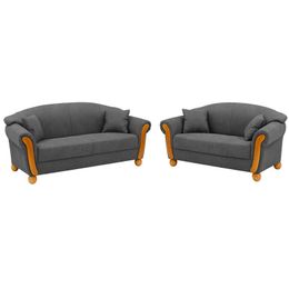 Home Affaire 3-Sitzer &raquo;Milano und 2-Sitzer Set. Federkern, bequem, zeitlos&laquo; 2-Sitzer und 3-Sitzer, incl. Zierkissen grau B/H/T: 190cm x 83cm x 81cm, 